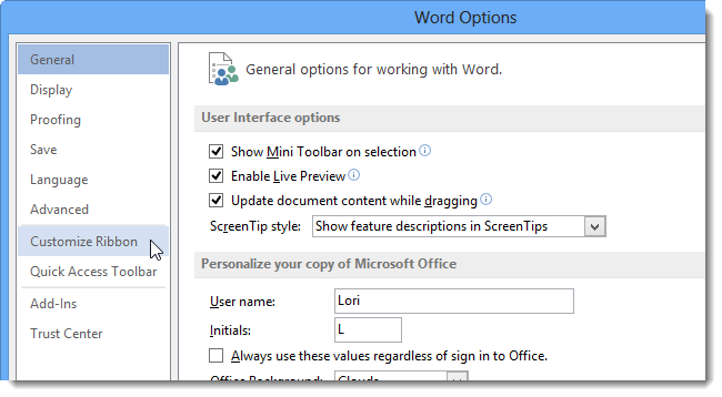 Cómo añadir un acceso directo de teclado a un comando en Word 2013