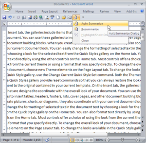 Resuma fácilmente un documento de Word 2007