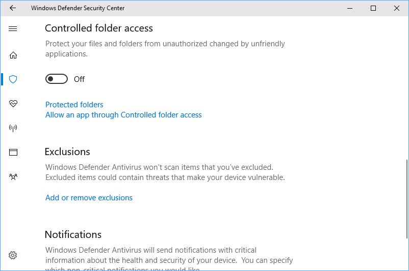 Windows Defender Antivirus: Acceso controlado a las carpetas
