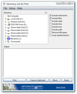 Imprimir o exportar listas de directorios a MS Word y Excel