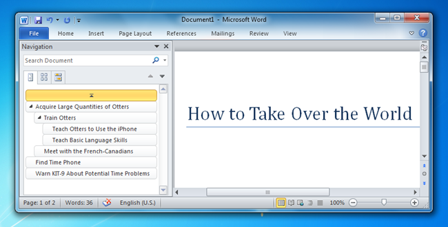 Utilice el panel de navegación de Word 2010 para reorganizar fácilmente ...