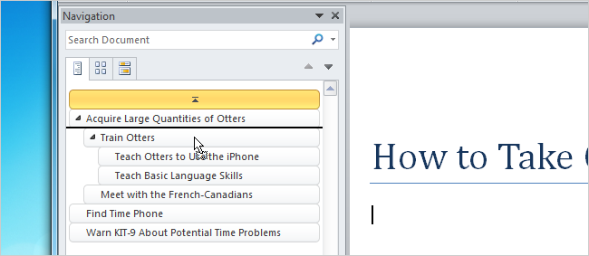 Utilice el panel de navegación de Word 2010 para reorganizar fácilmente ...