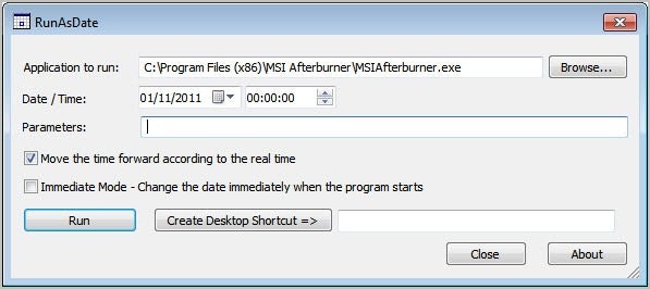 RunAsDate, Ejecutar programas con una fecha y hora diferentes del sistema