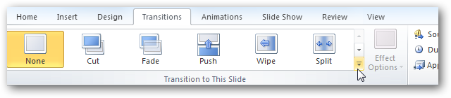 Agregar transiciones a presentaciones de diapositivas en PowerPoint 2010