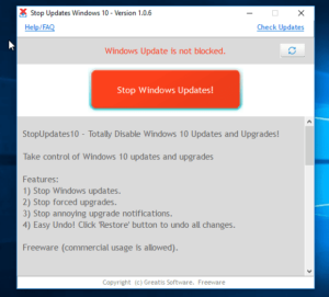 Bloquear las actualizaciones de Windows 10 con StopUpdates10