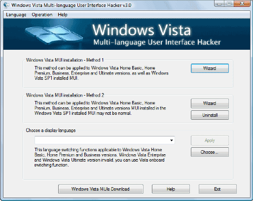 Hacker de la interfaz de idiomas multiusuario de Windows Vista