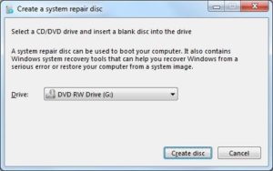 Disco de recuperación del sistema de Windows 7