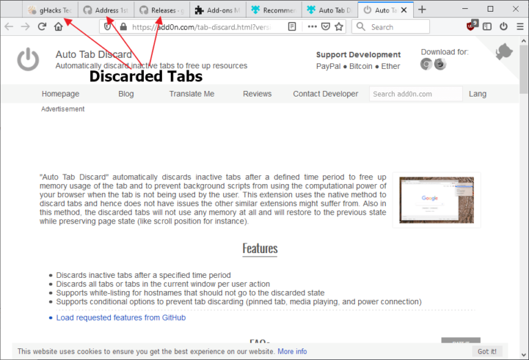 Libera la memoria de Firefox y Chrome con Auto Tab Discard.
