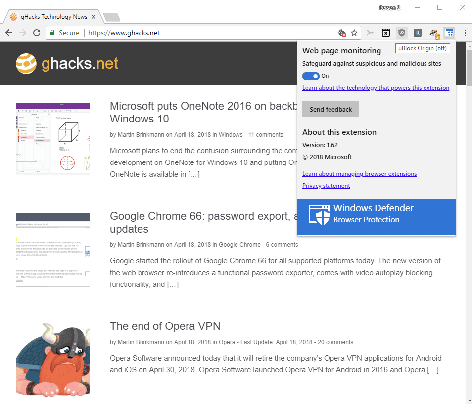 Primer vistazo a la protección del navegador Windows Defender para ...