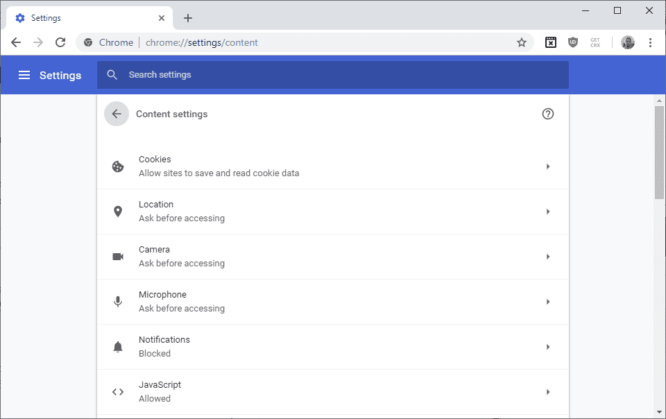 Configurar Chrome para permitir el contenido del sitio sólo en sitios HTTPS