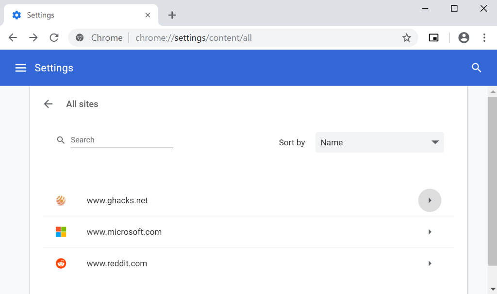 Google Chrome: administrar todos los permisos de sitios personalizados