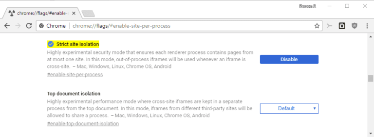 Cómo habilitar el modo de aislamiento estricto de sitios en Google Chrome